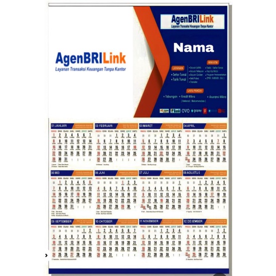 Jual kalender agen brilink 2026 pakai seng | Shopee Indonesia