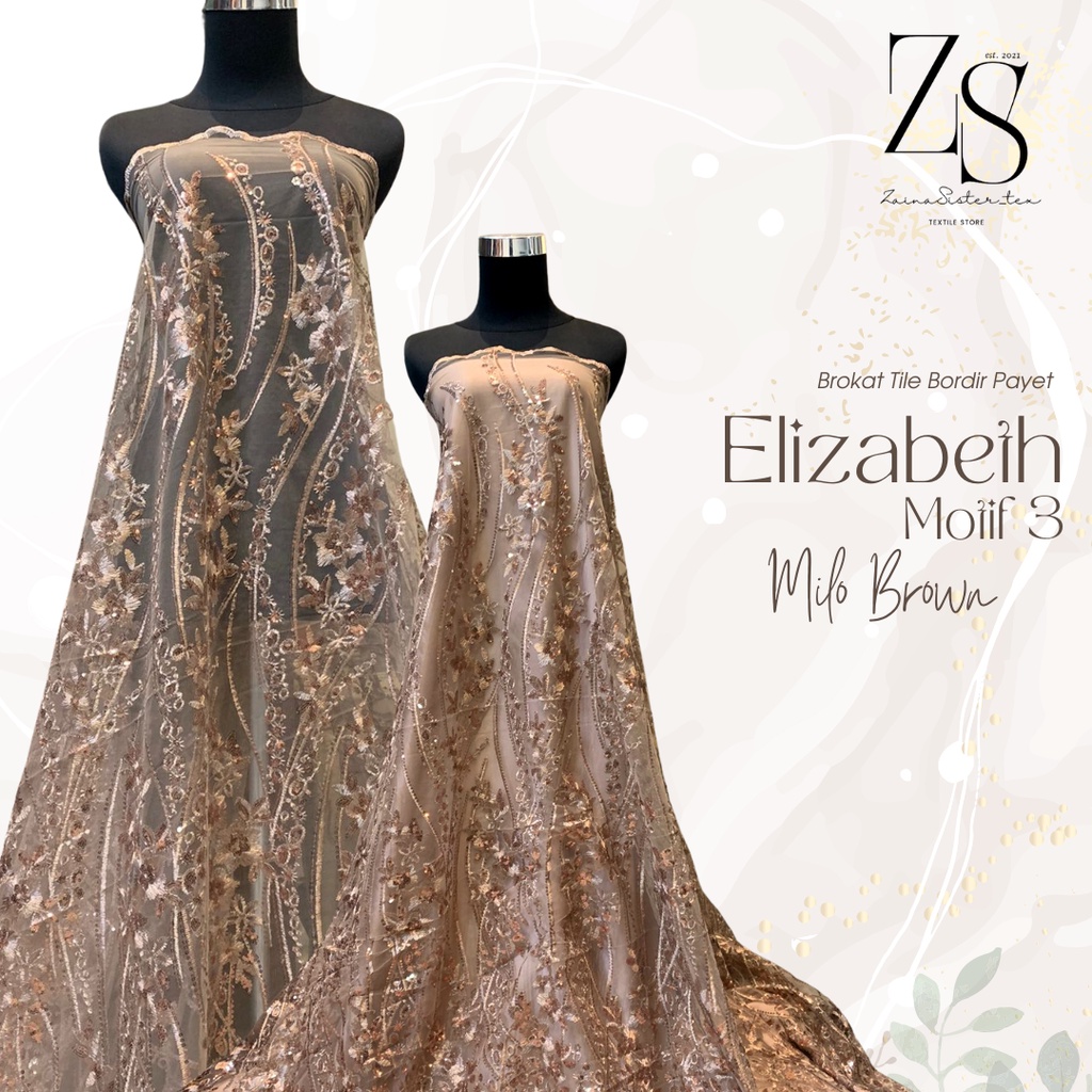 Jual Bahan Kain Kebaya Brokat Tile Payet Bordir Mewah Elizabeth Warna ...