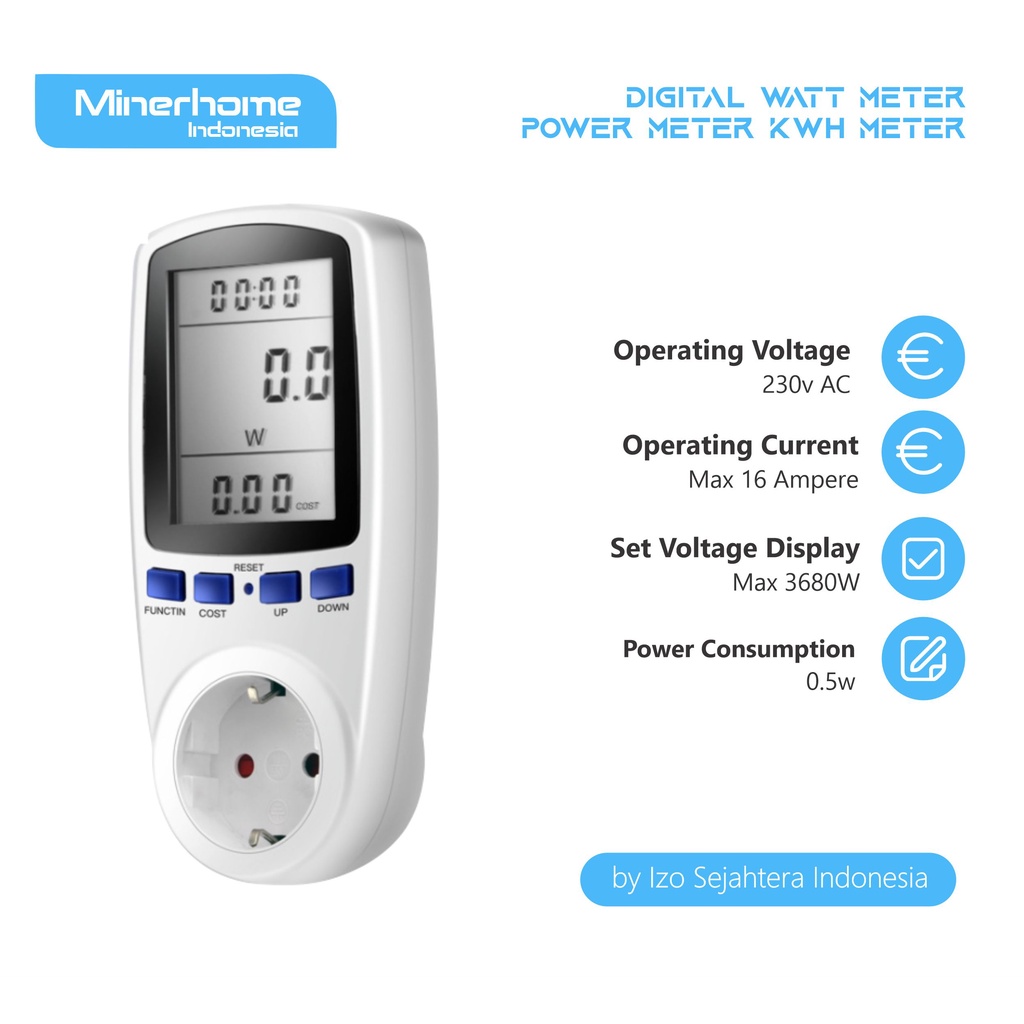 Jual Digital Watt Meter Pengukur Daya Arus Listrik | Shopee Indonesia
