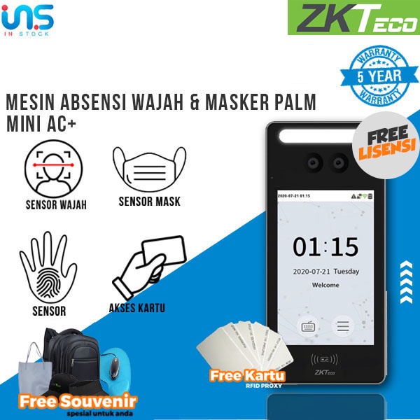 Jual Mesin Absensi Wajah Dan Masker ZKTECO MINI AC PLUS Sudah Bisa WIFI ...