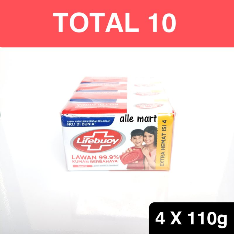Jual Lifebuoy Sabun Batang Total 10 Bar Soap Merah 4x 110 g | Shopee ...