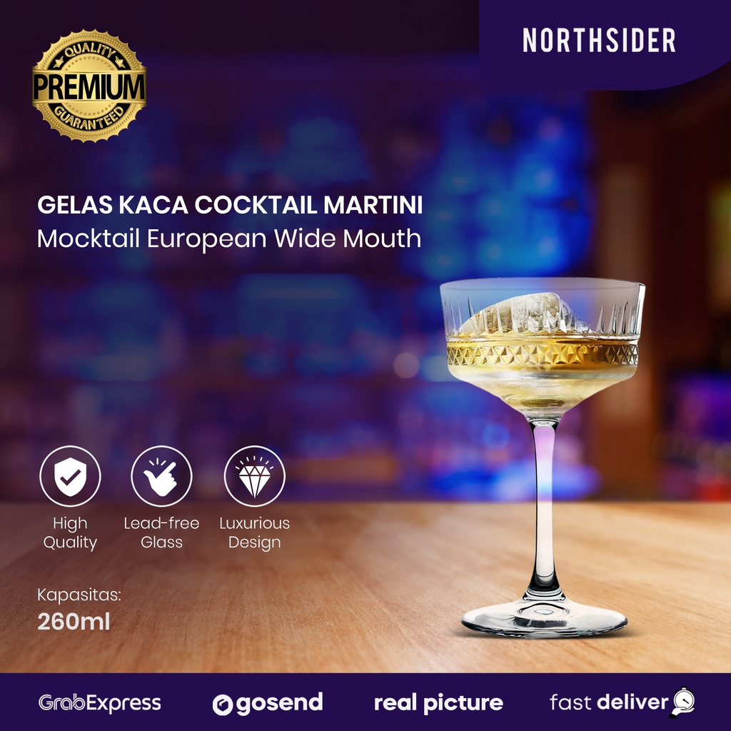 Jual Gelas kaca coktail martini mocktail european wide mouth 2205 ...