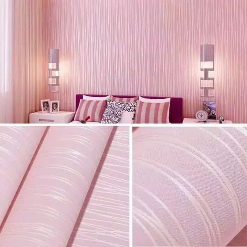Jual Wallpaper Sticker Dinding Motif Pink Salur Timbul || PINK POLOS GARIS TIMBUL TERMURAH MEWAH ...