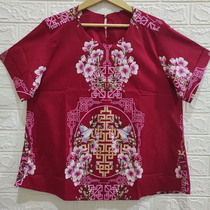 Jual Blouse Batik Wanita Big Size Atasan Batik Kerja Xl Xxl Xxxl 5l