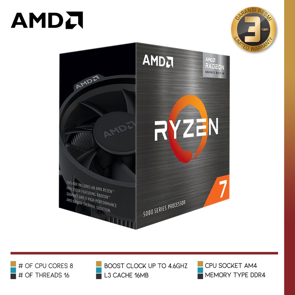 Jual AMD RYZEN 7 5700G | Processor AMD AM4 Zen 3 Cezanne 8 Cores 16 ...