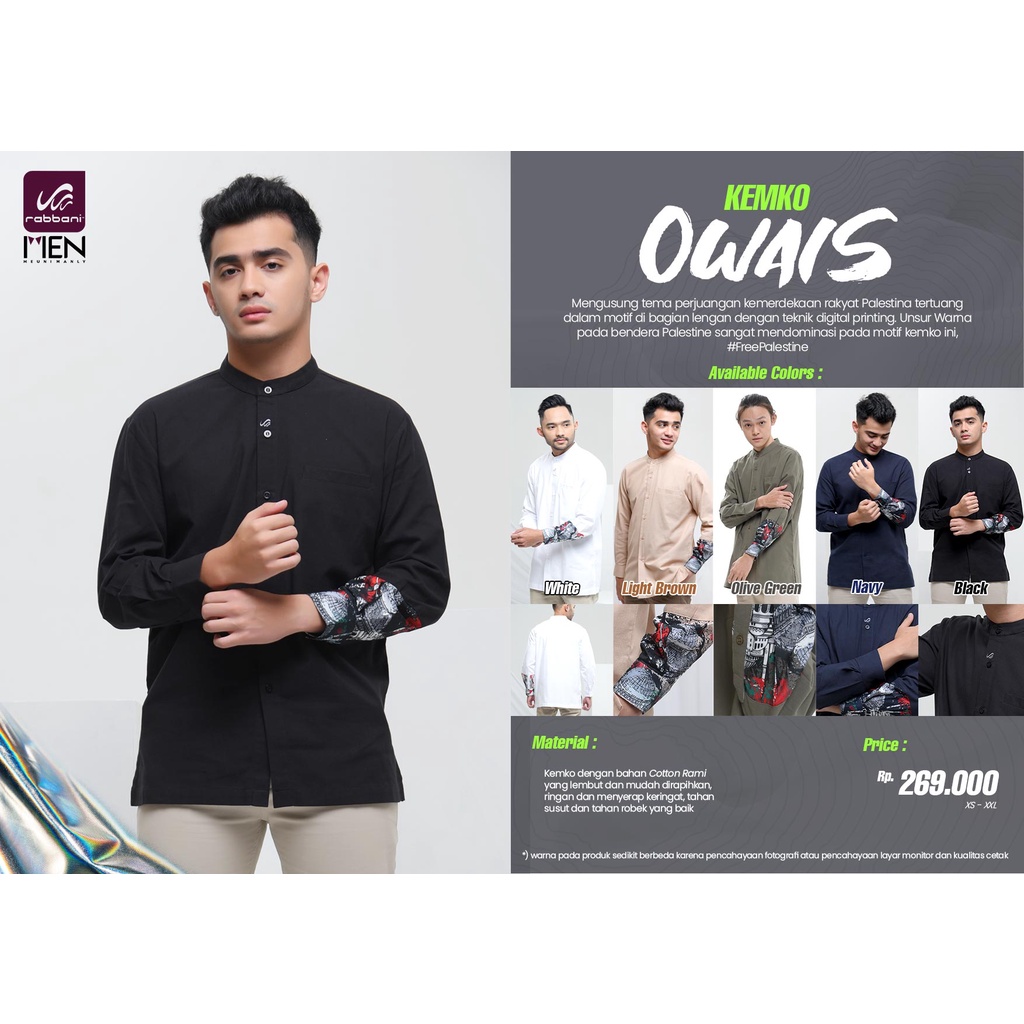 Jual KEMEJA KOKO RABBANI TERBARU - KEMKO OWAIS LENGAN PANJANG MANSET ...