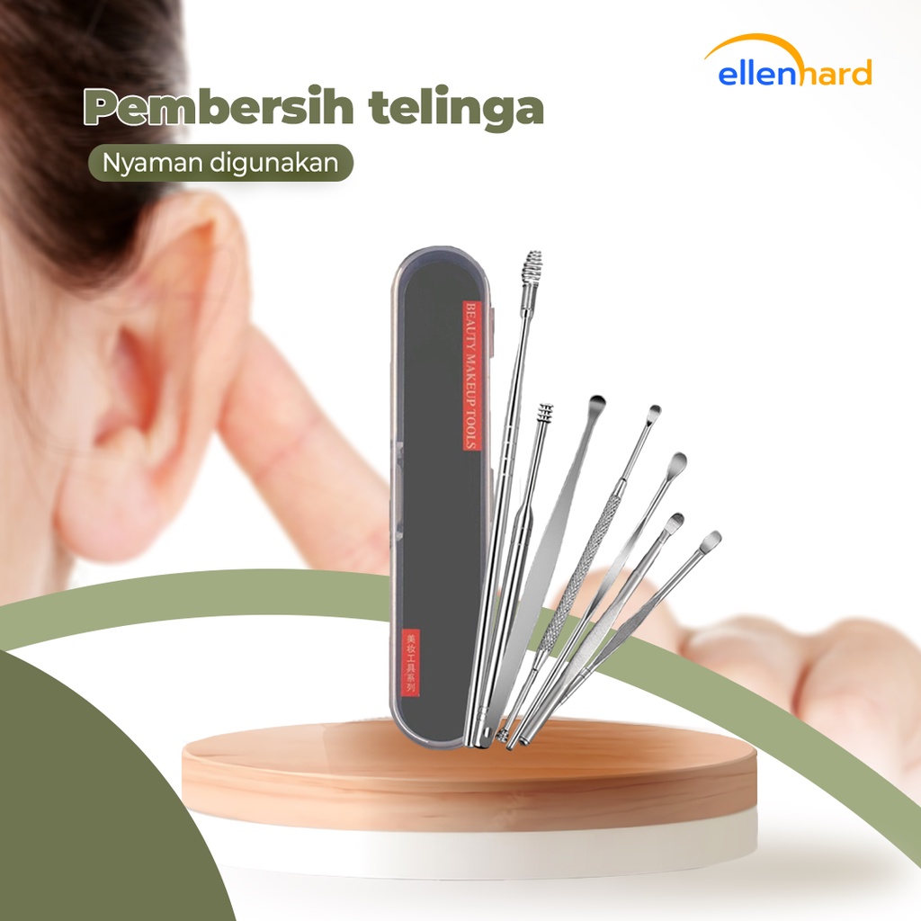 Jual Pembersih Telinga 7 Pcs Set Korek Kuping Spiral Besi Stainless ...