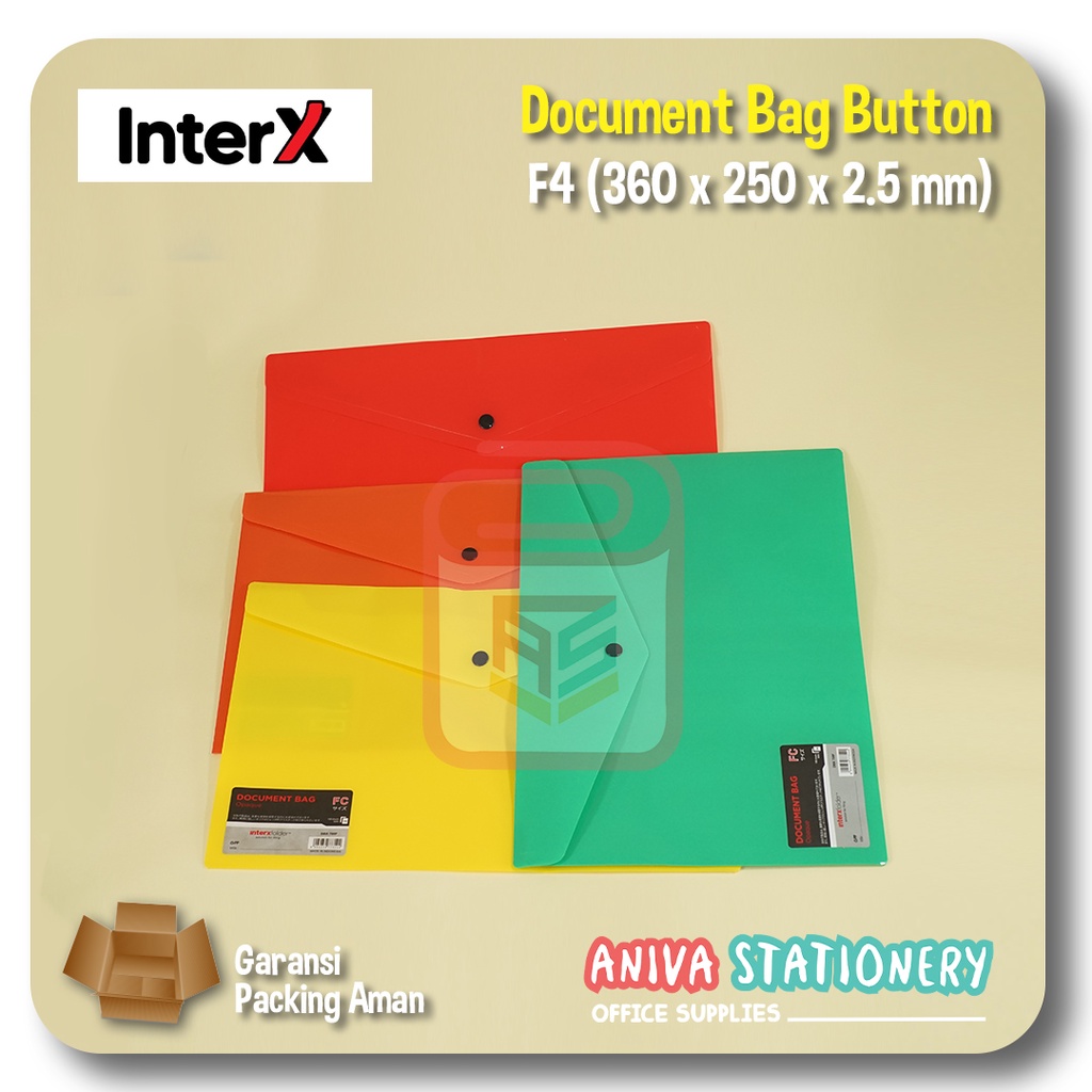 Jual INTERX DOKUMEN BAG BUTTON OPAQUE F4 FC MAP KANCING PLASTIK TEMPAT ...