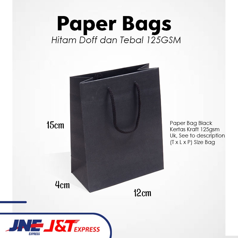 Jual Paper Bag Hitam Mini Uk. 15x4x12 cm / Paper Bag Kado Packing Souvenir Pernikahan / Paper ...