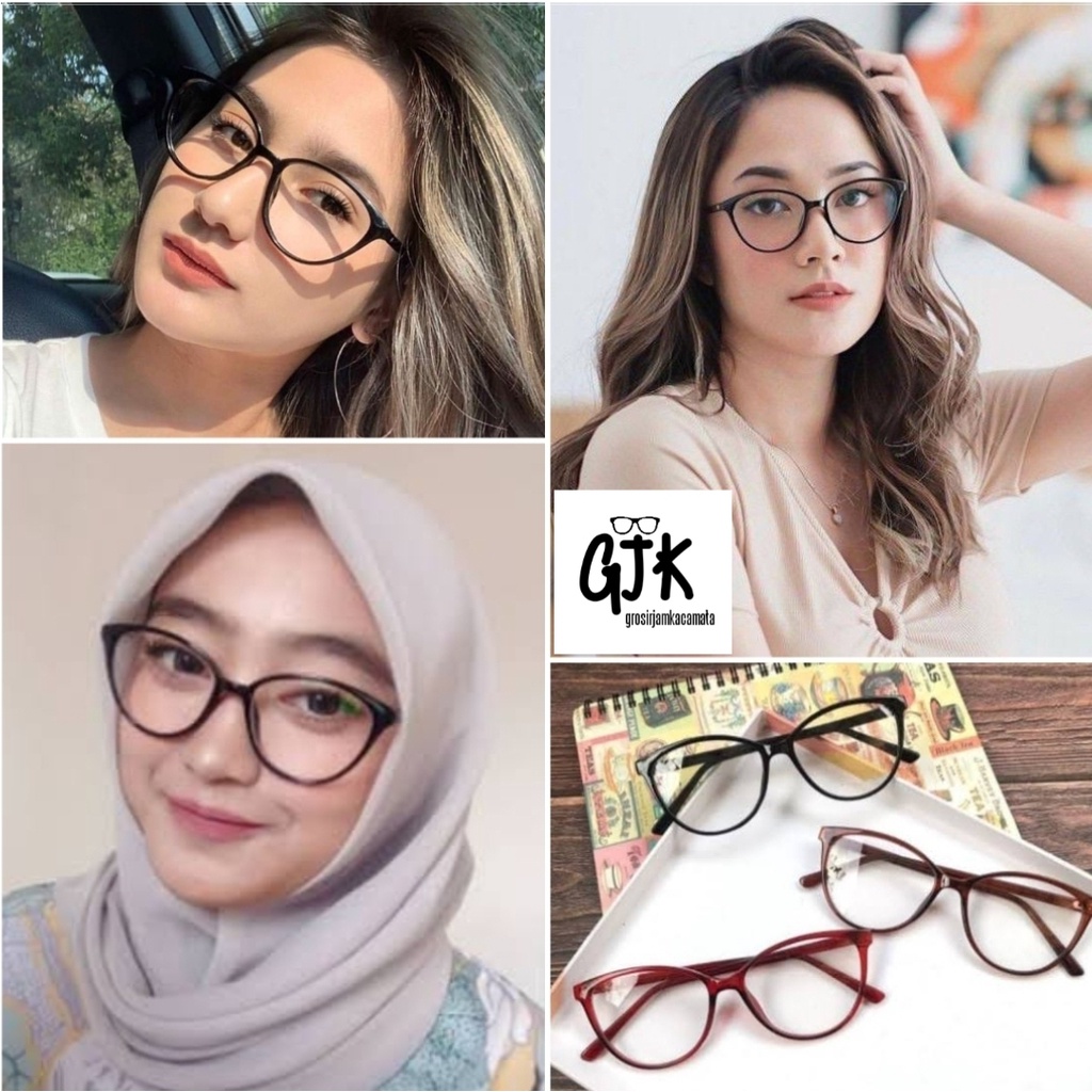 Jual FRAME KACAMATA WANITA CEWEK CAT EYE 608 LENSA MINUS PLUS CYLINDER ...
