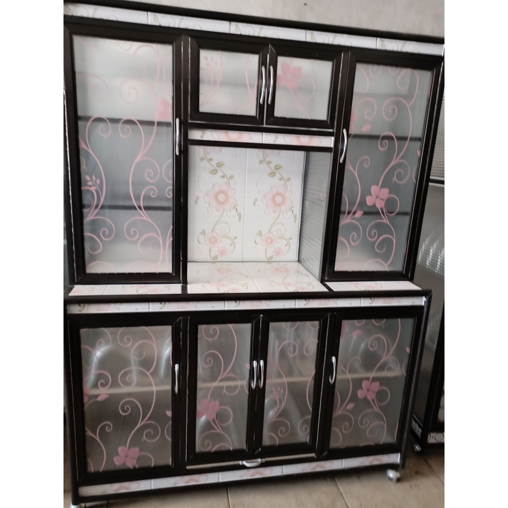 Jual Rak Piring Aluminium Kaca Keramik 4 Pintu (PINK)- Bahan ...