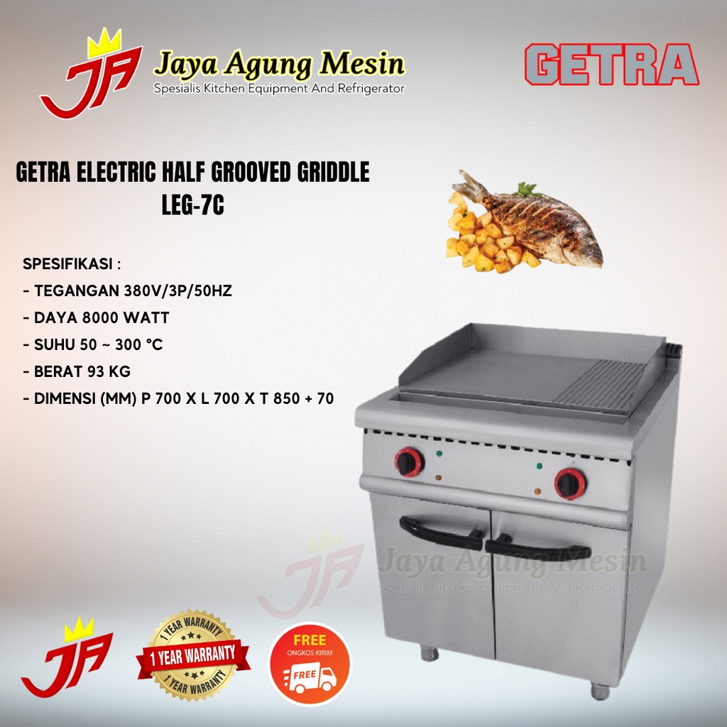 Jual GETRA Electric Half Grooved Griddle LEG-7C / Electric Griddle With ...