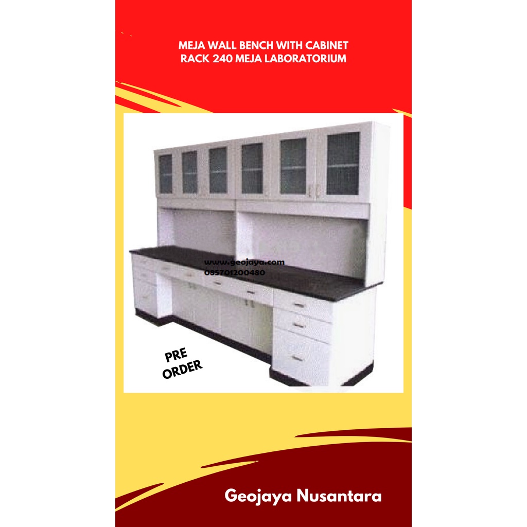 Jual MEJA WALL BENCH WITH CABINET RACK 240 MEJA LABORATORIUM | Shopee ...