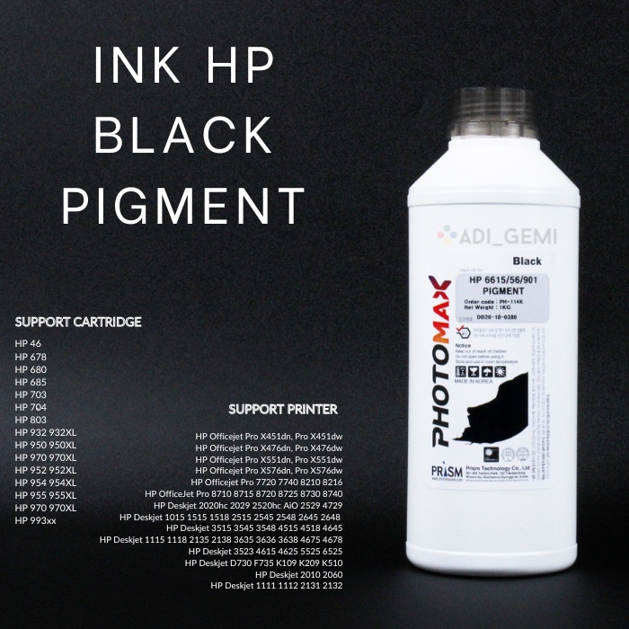 Jual Tinta Refill HP Black PIGMENT - 1L | Shopee Indonesia