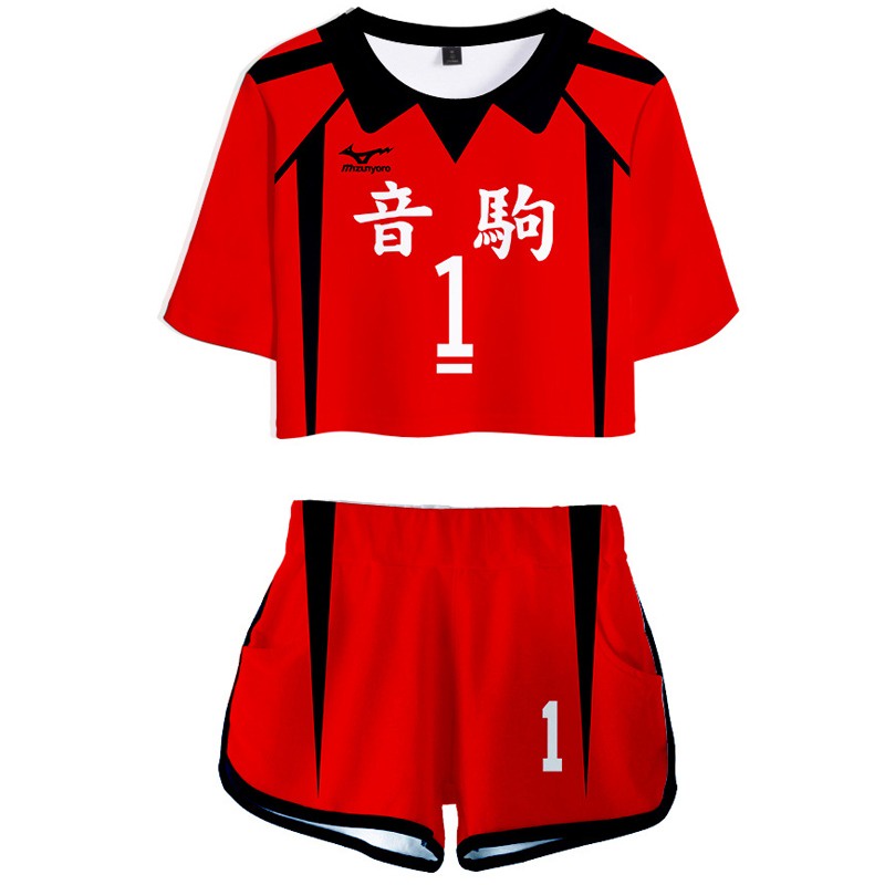 Jual Jersey Baju Croptop Haikyuu Nekoma MerahTeam Baju Kaos Setelan ...