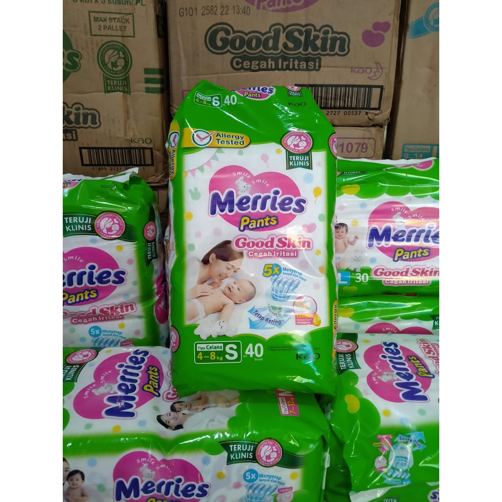 Jual Merries Good Skin NB-S40 M34 L30 XL26/ Popok Merries S40 M34 L30 ...
