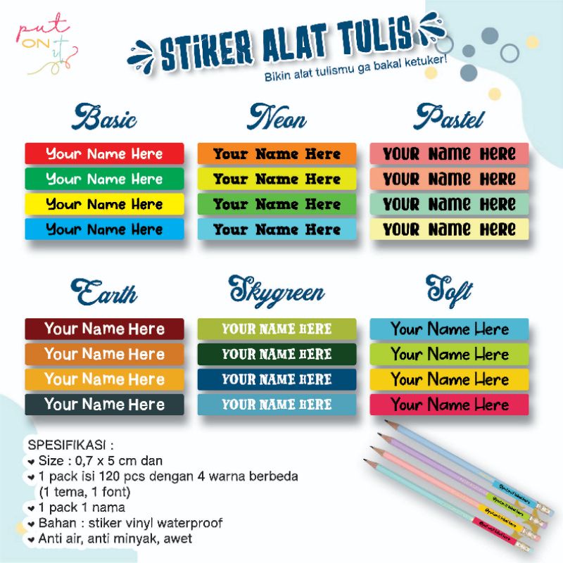 Jual Stiker nama label alat tulis / stiker nama pensil pulpen ATK ...