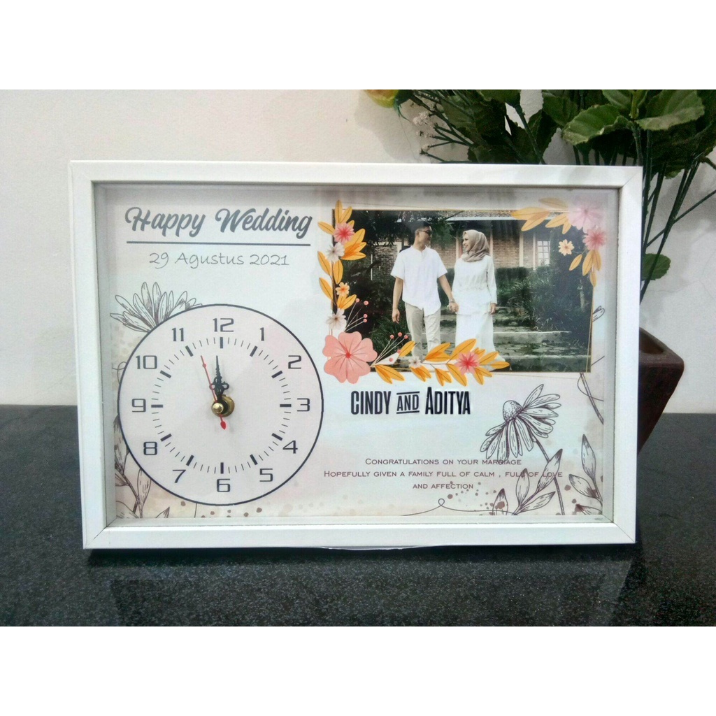 Jual photo jam custom+frame dan kaca untuk hadiah pernikahan/ulang ...