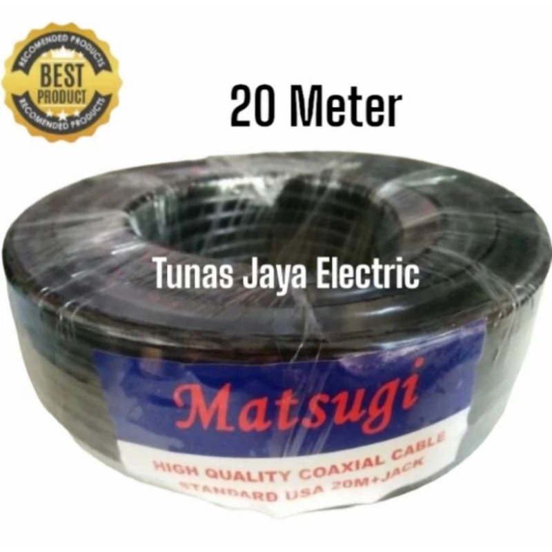 Jual Kabel Antena TV 5C 20M + Jack MATSUGI / APECOM | Shopee Indonesia