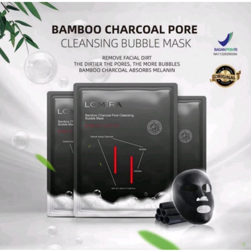 Jual LOMIRA BAMBOO CHARCOAL PORE CLEANSING BUBBLE MASK 25ml Masker ...