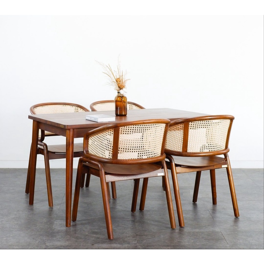 Jual Set Kursi Makan Rotan Retro Cleopatra Kayu Jati Jepara - Kursi Cafe Cleopatra- Meja Makan ...