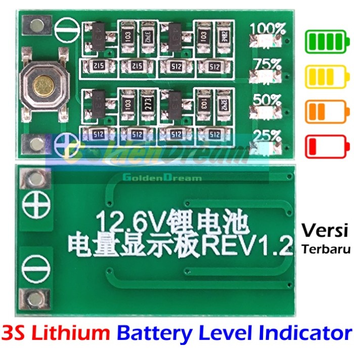 Jual 3S Lithium Battery Level Indicator 11.1v 12v 12.6v Power Display ...