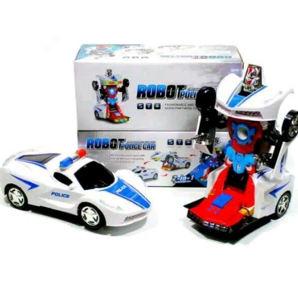 Jual MOBIL POLISI JADI ROBOT JALAN DAN BUNYI MAINAN ANAK TRANSFORMASI ...