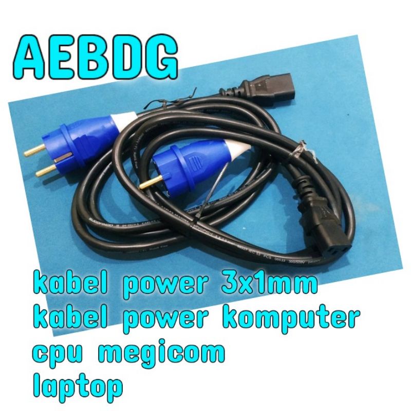 Jual AEBDG KABEL AC POWER KOMPUTER 3 METER CPU STEKER BIRU MODEL BUILT ...