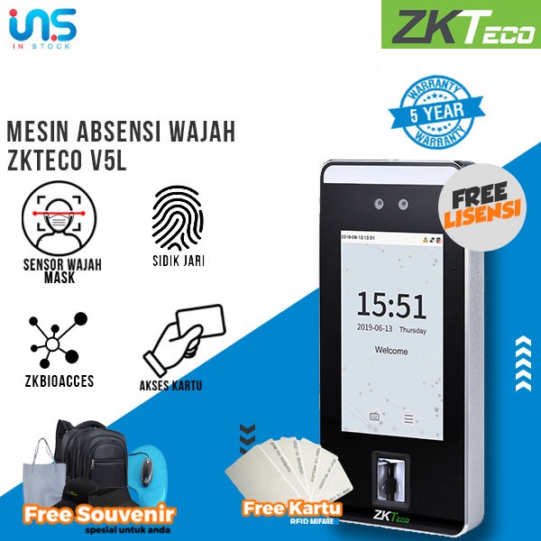 Jual Mesin Absensi Fingerprint ZKTECO SpeedFace Dan Mesin Akses Kontrol ZKTECO V5L | Shopee ...