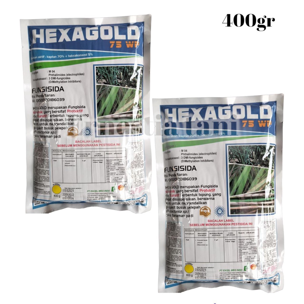 Jual Fungisida HEXAGOLD 75wp 400gr Bahan aktif Kaptan 70% dan ...