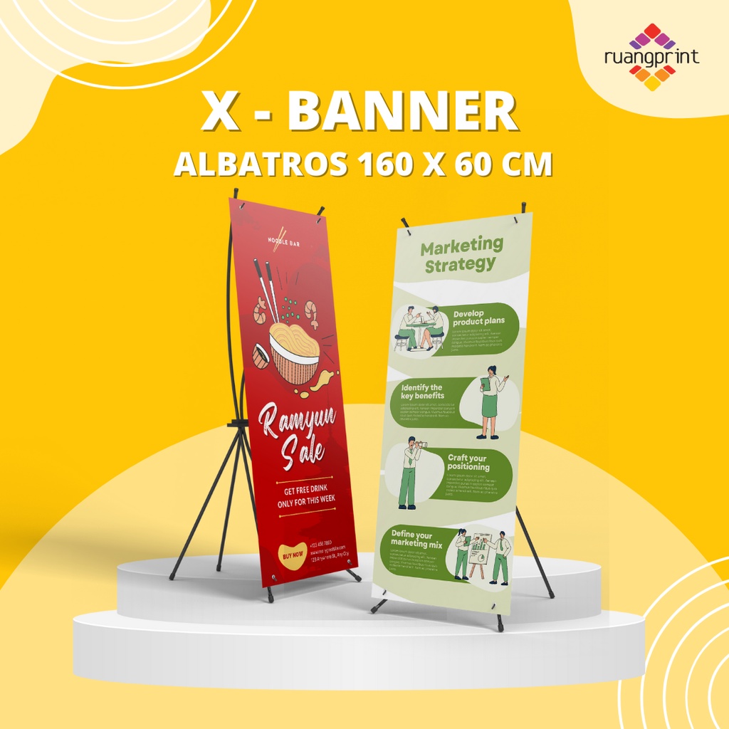 Jual x banner 60 x 160 / x banner bahan albatros / cetak x banner / x ...