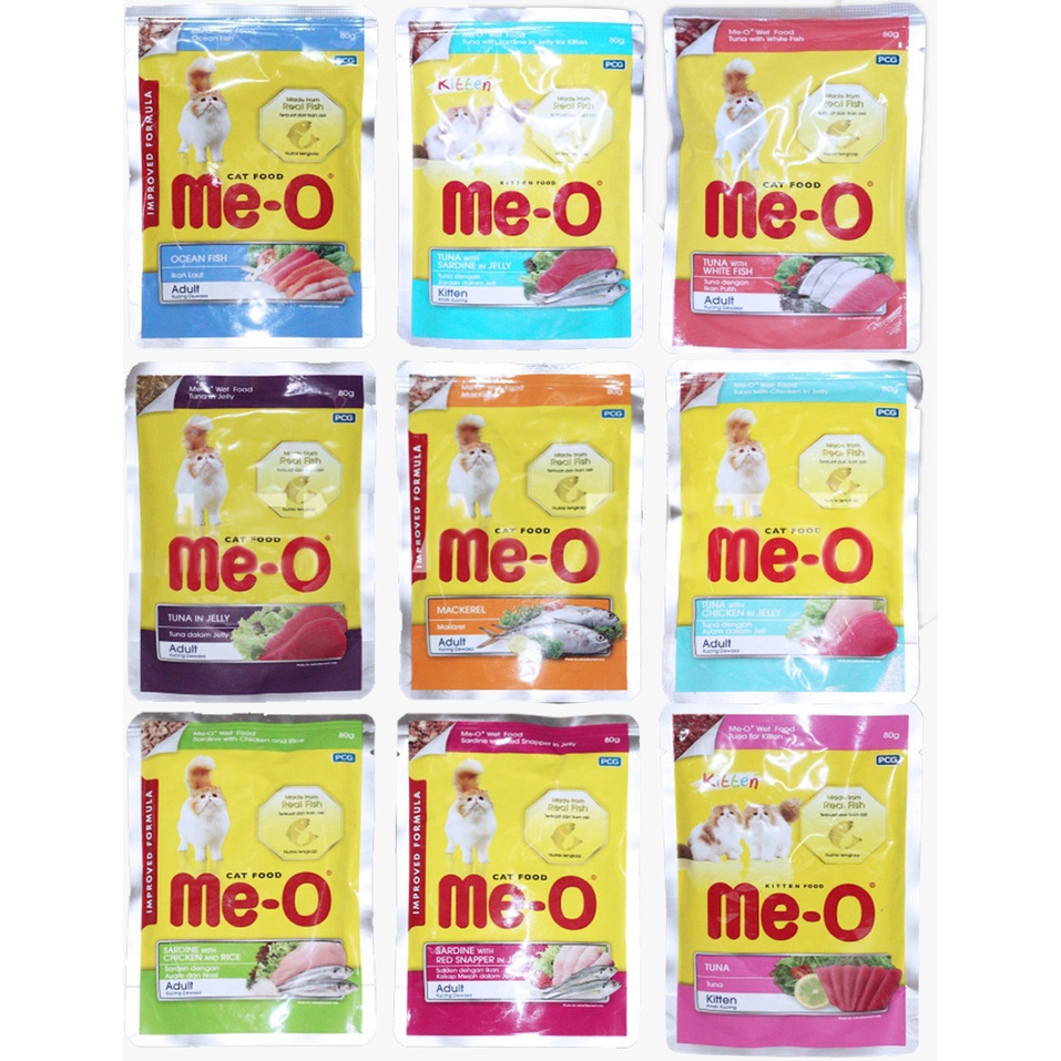 Jual Meo Makanan kucing Basah Cat Food Pouch Wetfood Me-O Sachet 80 ...