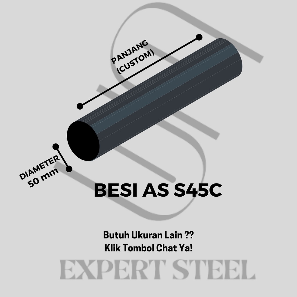 Jual BESI AS S45C DIAMETER 50mm x Custom | Shopee Indonesia
