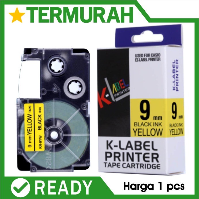 Jual K-Label Printer Tape Catridge K Label Casio 9mm 9 mm black on yellow | Shopee Indonesia