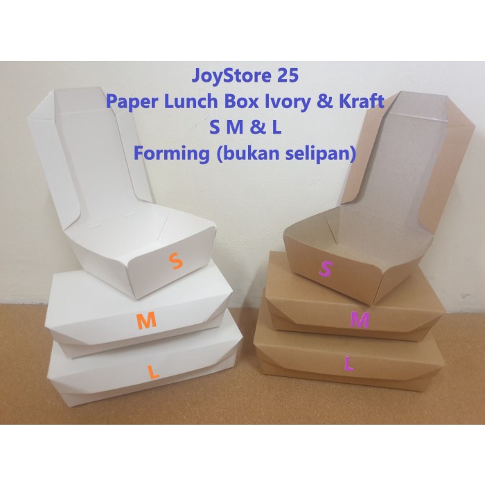 Jual Lunch Box Paper Lunch Box S M L Kotak Makan Deli Pail Tray Ivory Kraft Isi 50Pcs | Shopee ...