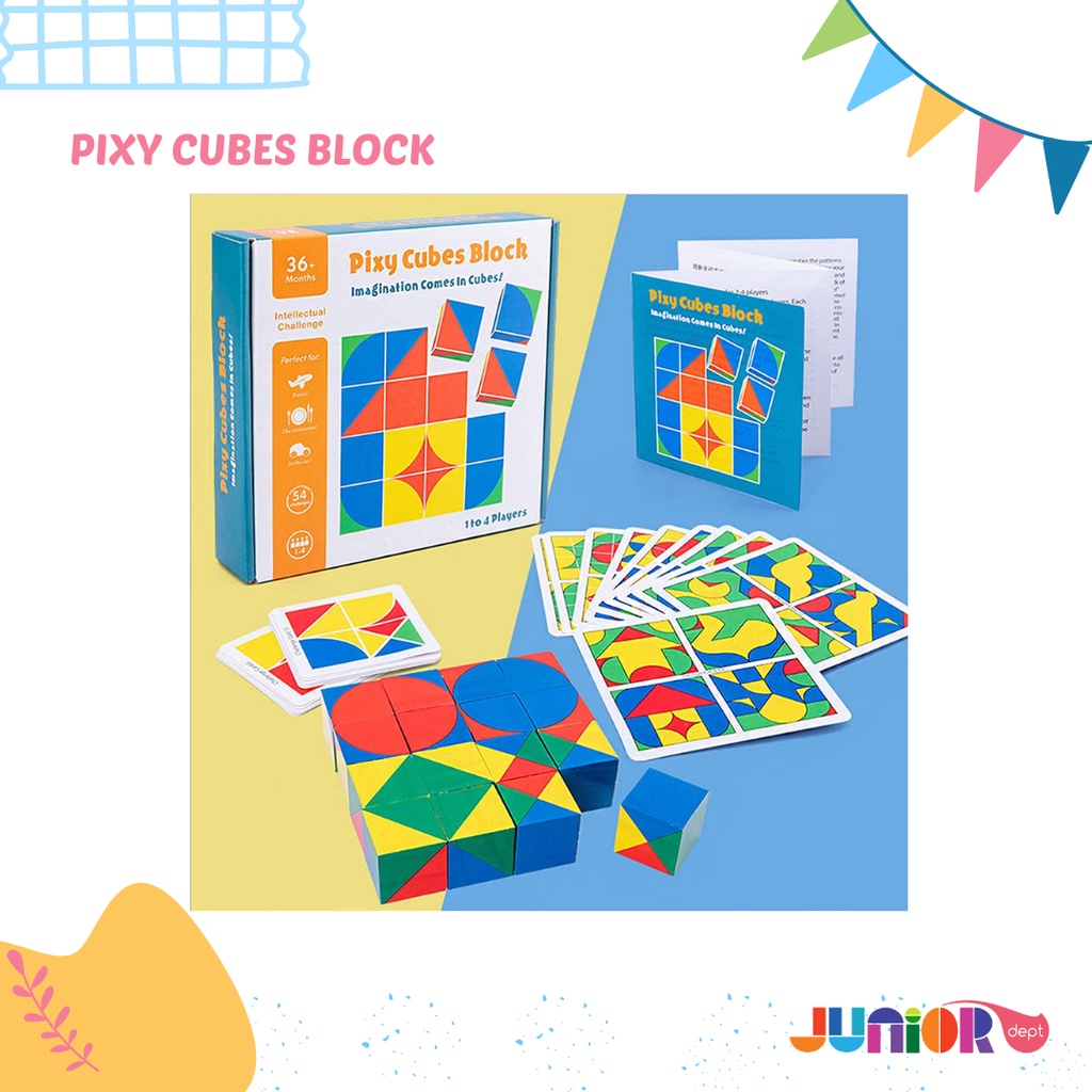 Jual Pixy Cubes Block / Wooden Pattern Blocks Colourful / Wooden ...