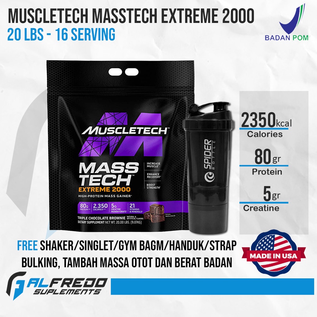 Jual Muscletech Masstech Extreme 20 Lbs Mass Muscle Weight Gainer ...