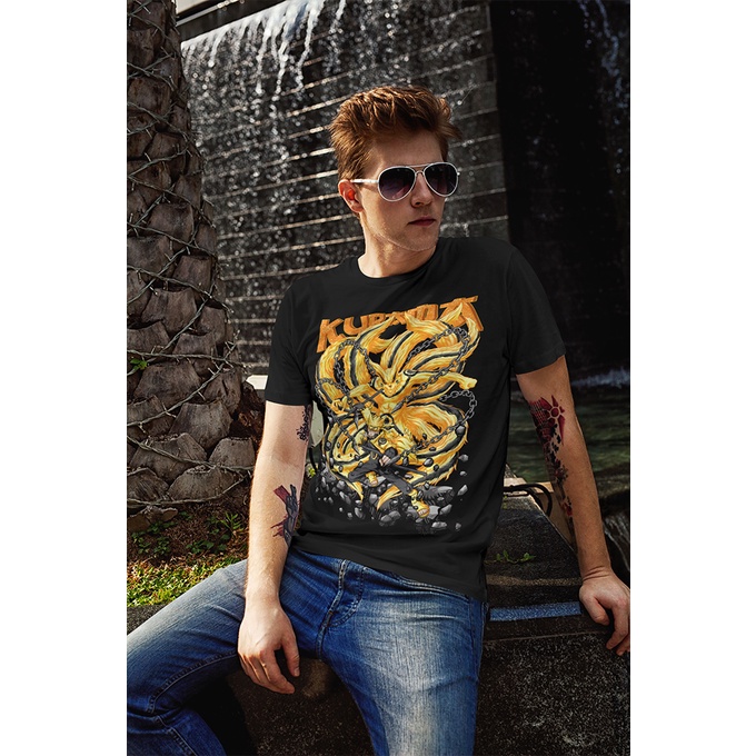 Jual ikero kaos sablon anime kurama naruto | Shopee Indonesia