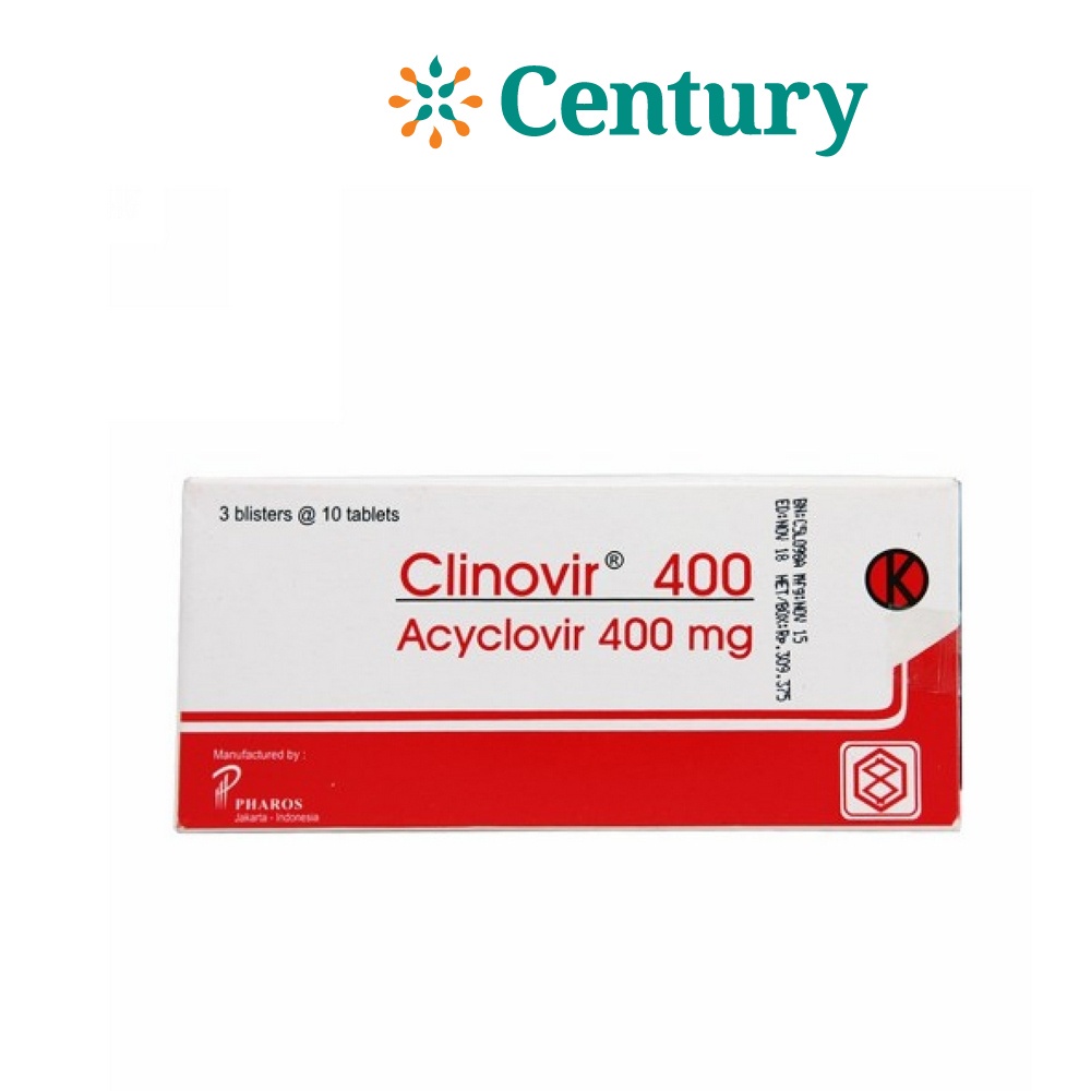 Jual CLINOVIR 400MG 1 STRIP 10 TABLET / ACYCLOVIR / ANTI VIRUS | Shopee ...