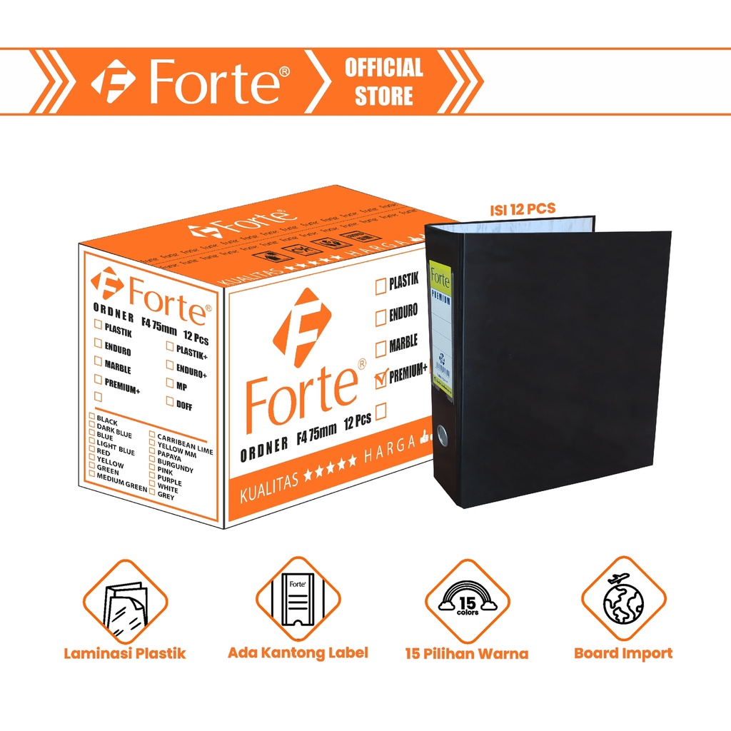 Jual [Forte] [12pcs] Ordner Enduro+ Premium Lever Arch File Folio F4 ...