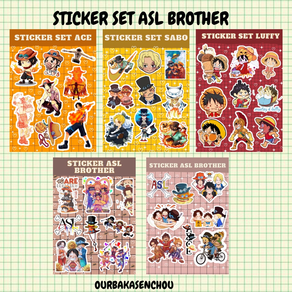 Jual STICKER SET ASL BROTHER ACE SABO LUFFY ONE PIECE STICKER A6 ...