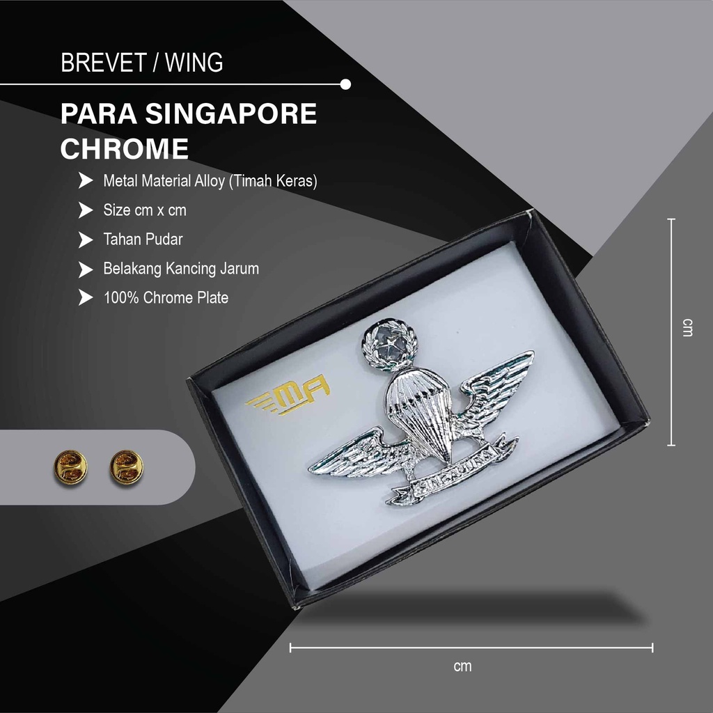 Jual Brevet Wing Para Singapore Chrome Brivet Pin | Shopee Indonesia