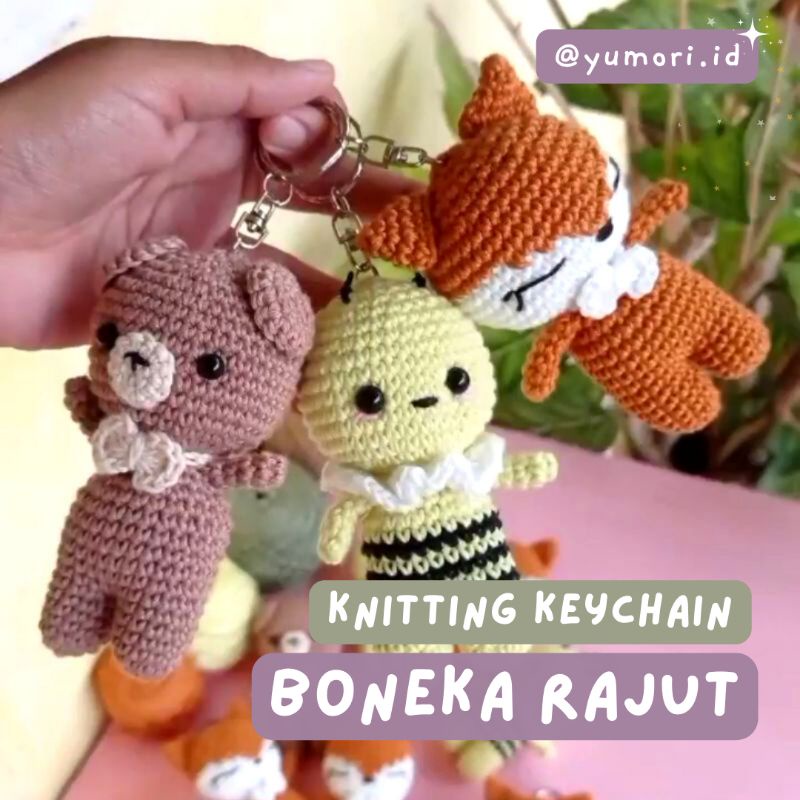 Jual Gantungan Kunci Boneka Rajut | Amigurumi Karakter | keychain rajut ...