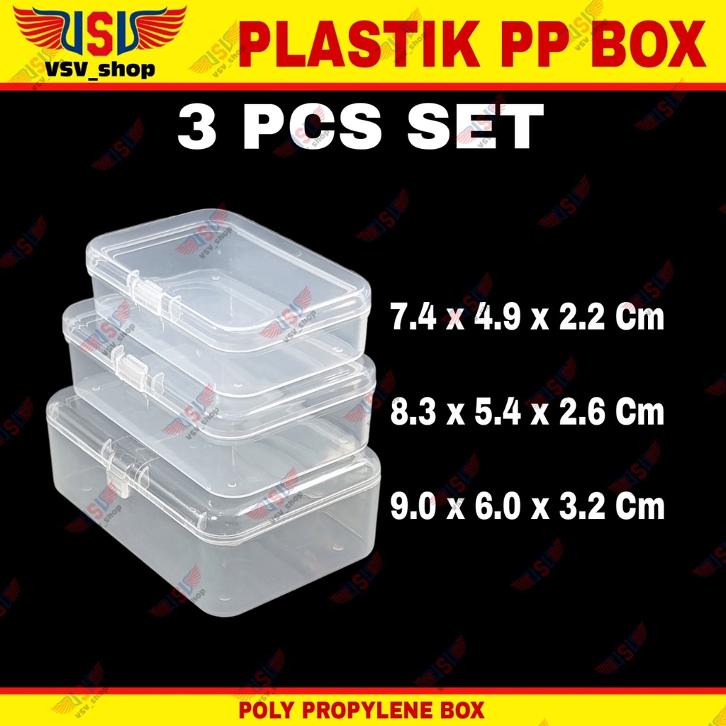 Jual Kotak Penyimpanan Box Plastik Kecil set 3Pcs PP Case Small Plastic ...