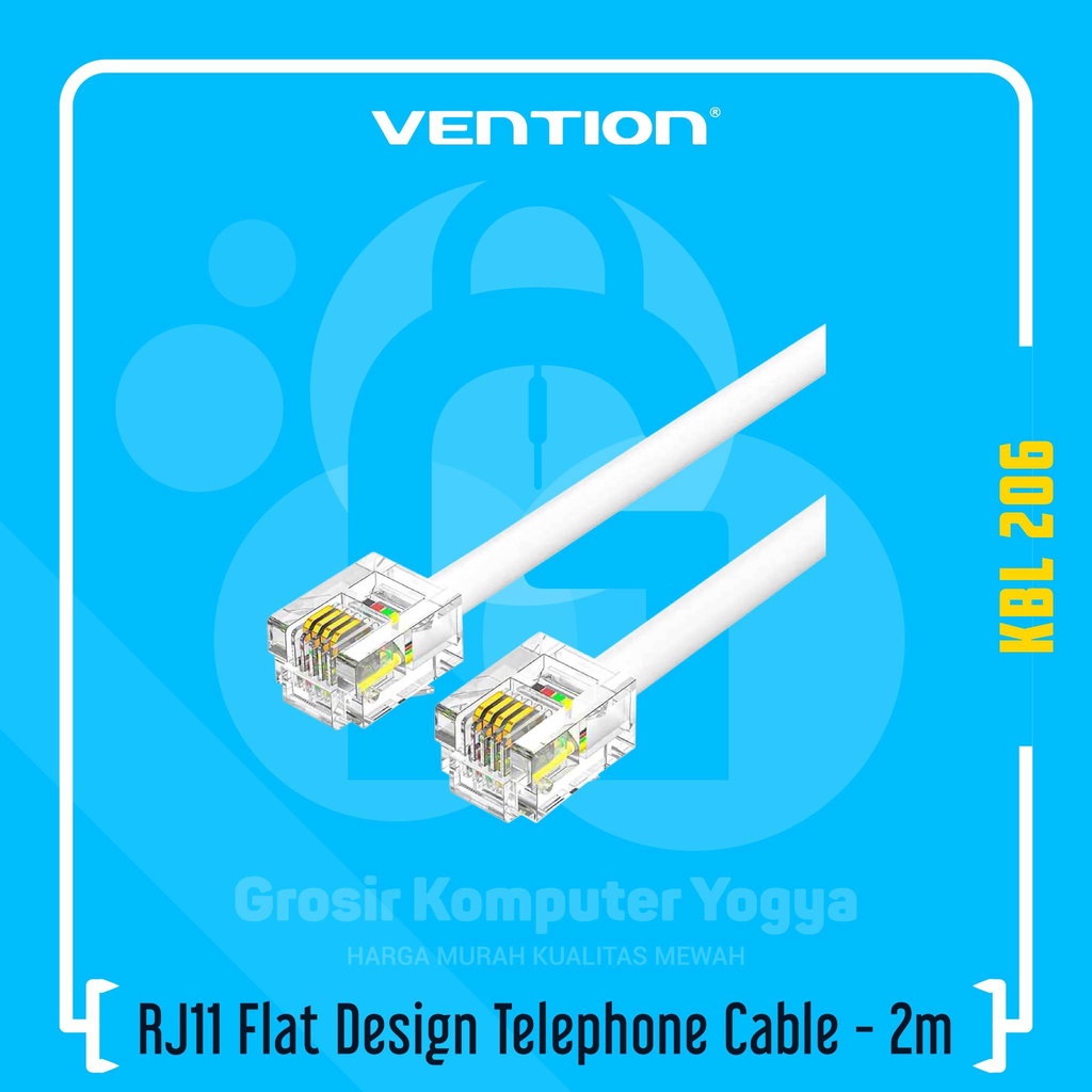 Jual Vention RJ11 Flat Design Anti Stretch Telephone Line Cable Kabel ...