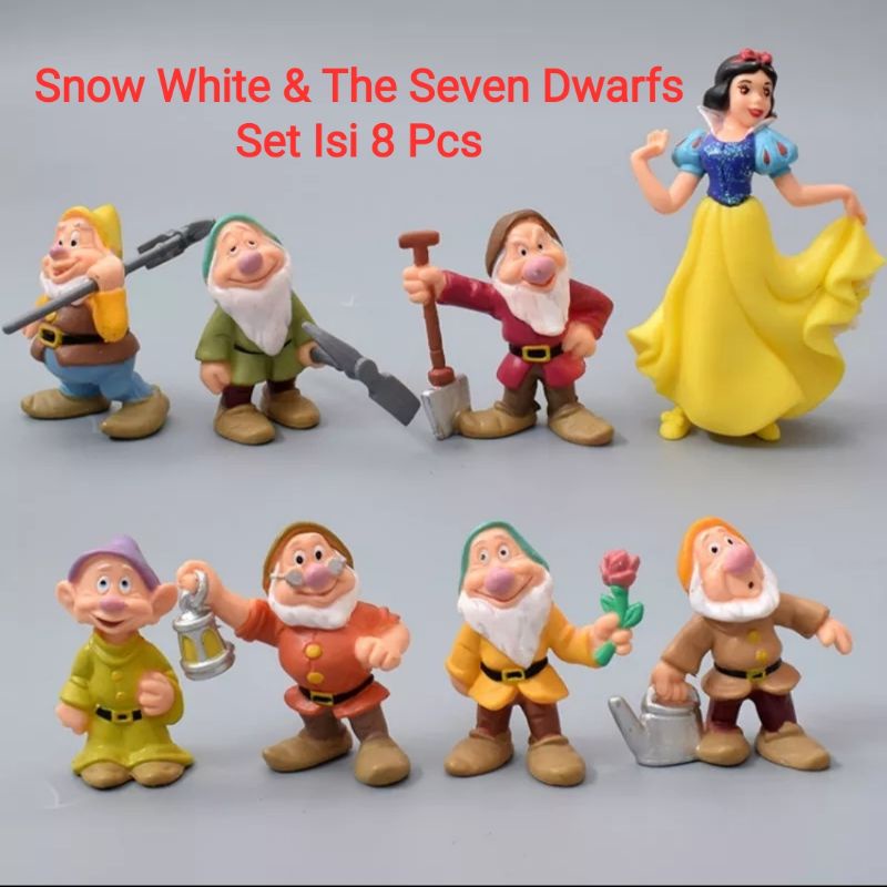 Jual Action Figure Snow White & The Seven Dwarfs Set Isi 8 | Shopee ...