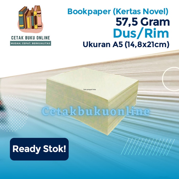 Jual Kertas Kertas Bookpaper 57,5 Gr Ukuran A5 - 1 Rim (Kertas Novel ...