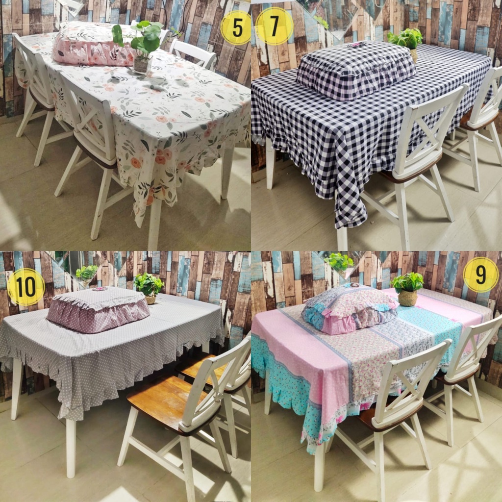 Jual Shafiyyah.sarban Taplak Meja 4 kursi Rempel / Rumbai + Tudung Saji ...