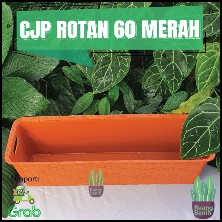 Jual Pot Persegi Panjang Merah Bata Motif Rotan 60Cm Pot Bunga Tanaman ...
