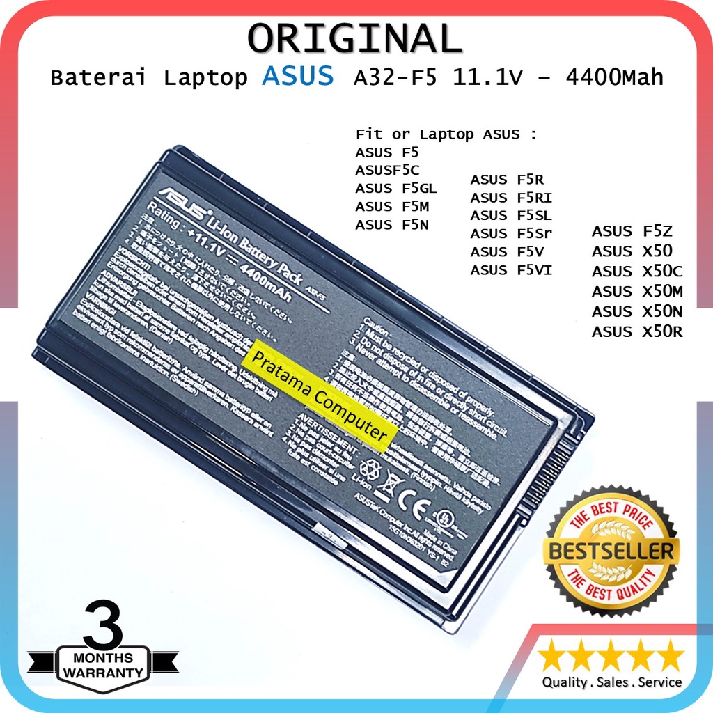 Jual Baterai Original Laptop Asus F5 ASUS F5Z X50 X50C Series A32-F5 11 ...
